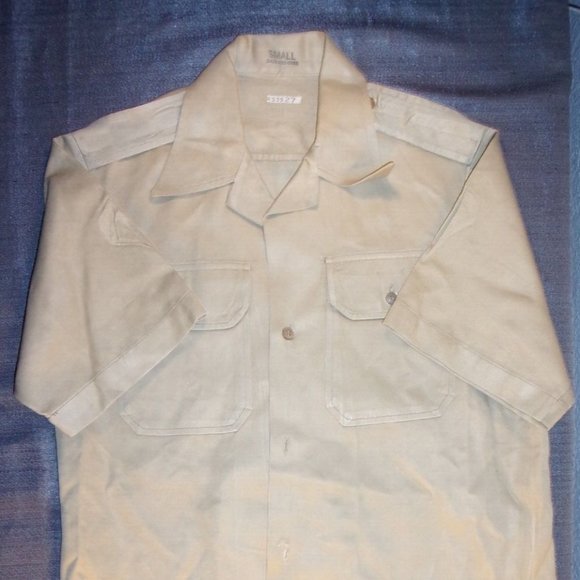 Shirts | Vintage Wwii Khaki Tan Short Sleeve Button Up Uniform Shirt ...